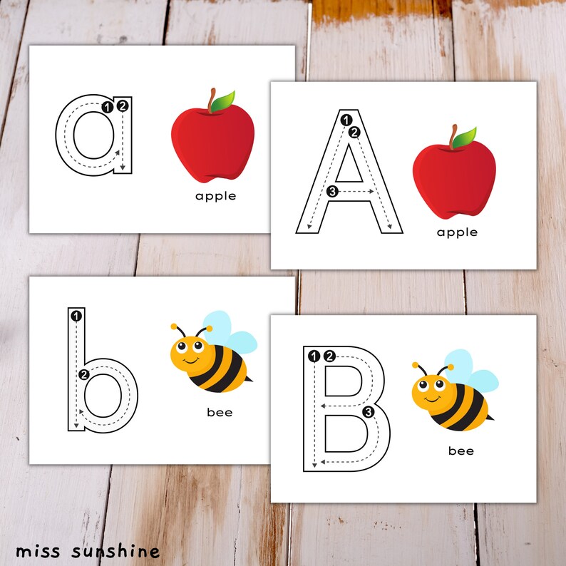 ABC Alphabet Tracing Letters Flashcards Learning Letter Formation Play ...