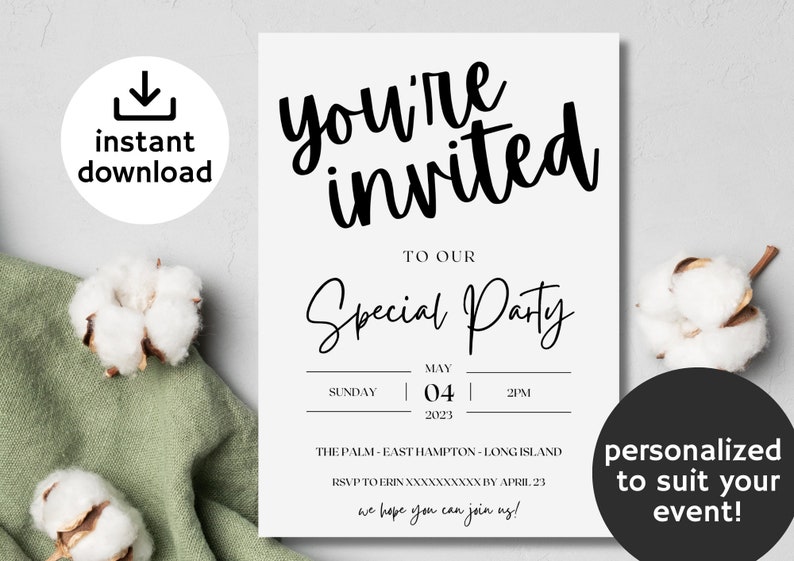 INVITATION CARD DESIGN Simple Elegant Editable Custom Template ...
