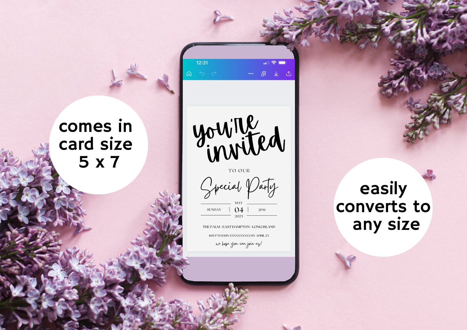 INVITATION CARD DESIGN Simple Elegant Editable Custom Template ...