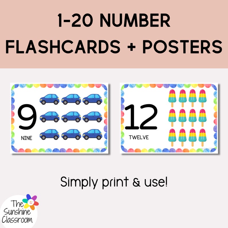 Number Flashcards, Counting Cards, Printable Number Flash Cards, Number ...