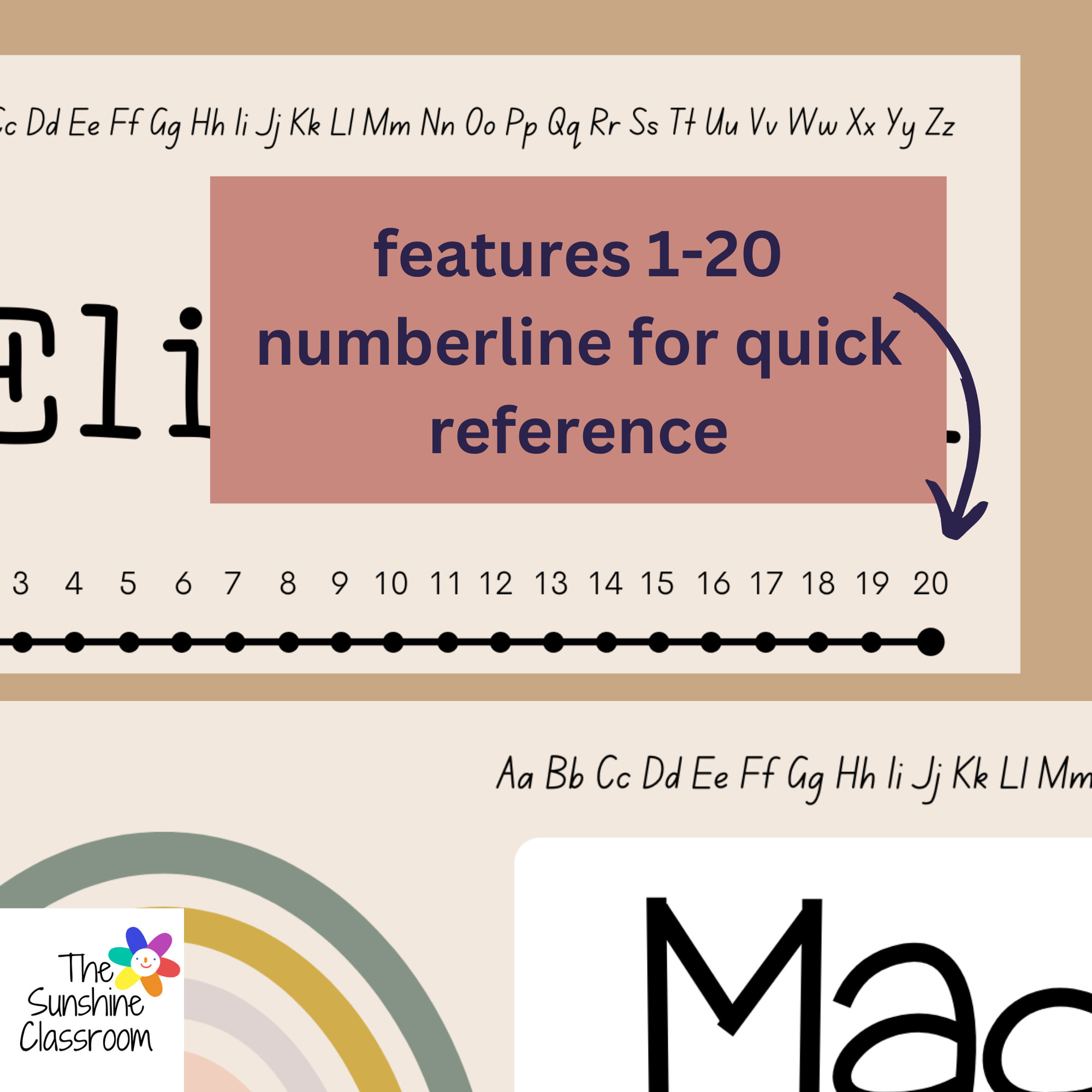 Earthy Boho Rainbow Student Desk Plates Classroom Name Decor Bright ...