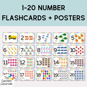 Number Flashcards, Counting Cards, Printable Number Flash Cards, Poster ...