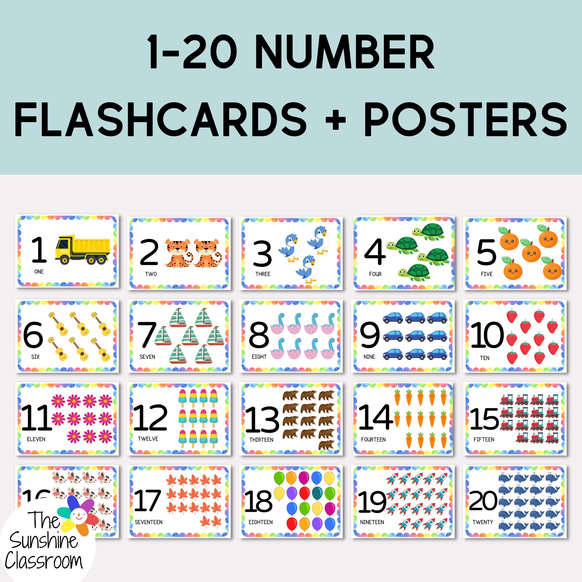 Number Flashcards, Counting Cards, Printable Number Flash Cards, Poster ...