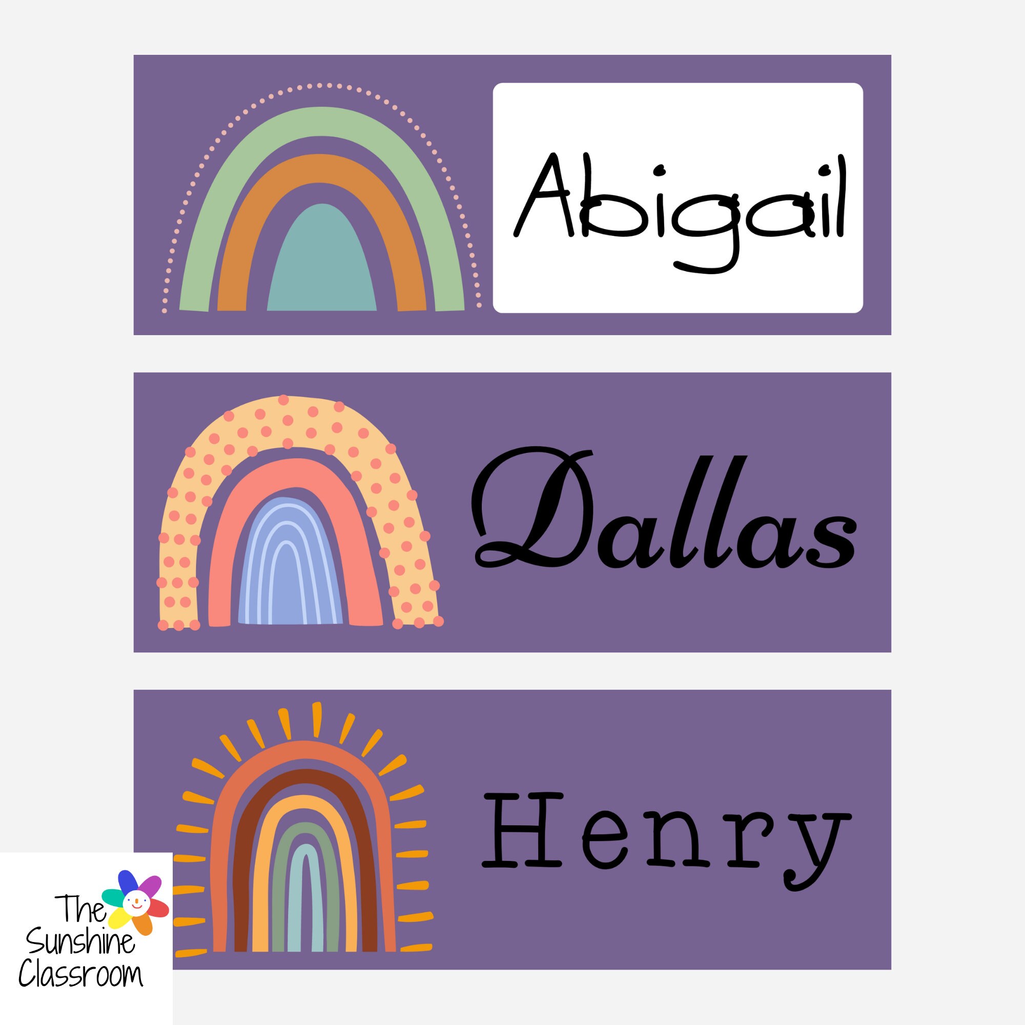 Earthy Boho Rainbow Student Desk Plates | Classroom Name | Decor ...