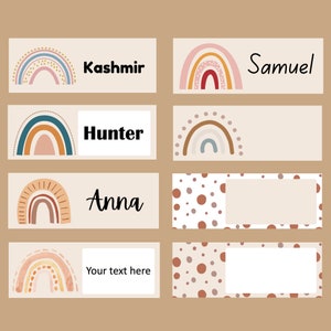 Earthy Boho Rainbow Student Desk Plates | Classroom Name | Decor ...