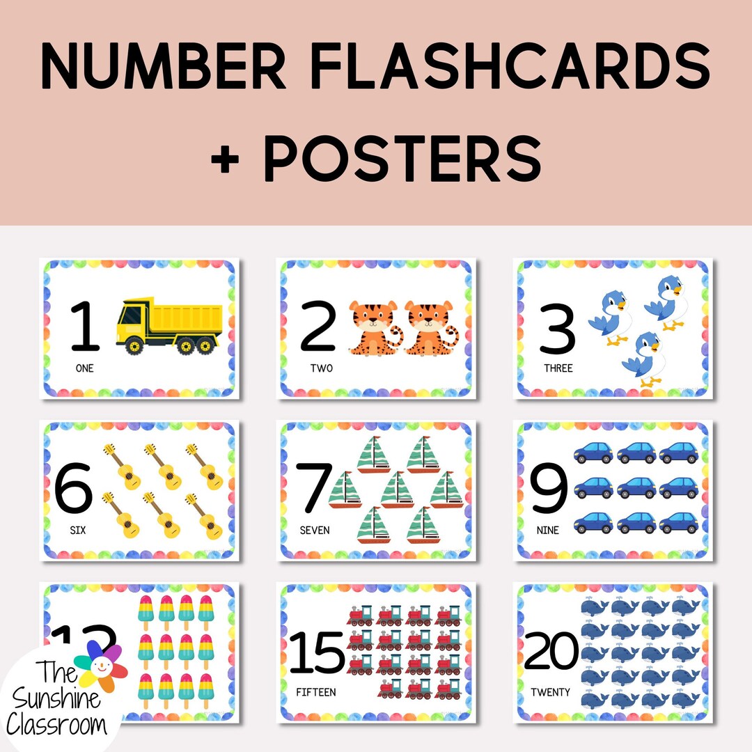 Number Flashcards, Counting Cards, Printable Number Flash Cards, Number ...