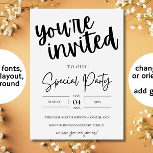 INVITATION CARD DESIGN Simple Elegant Editable Custom Template ...