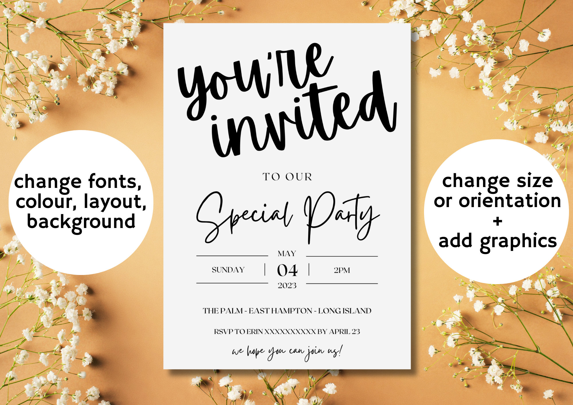 INVITATION CARD DESIGN Simple Elegant Editable Custom Template ...