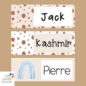 Earthy Boho Rainbow Student Desk Plates | Classroom Name | Decor ...