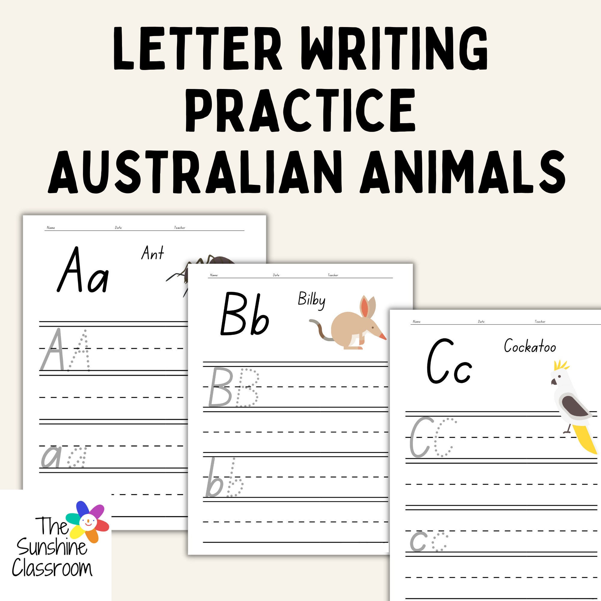ABC Alphabet Learning Letter Australian Animals Forming Dough Mat ...