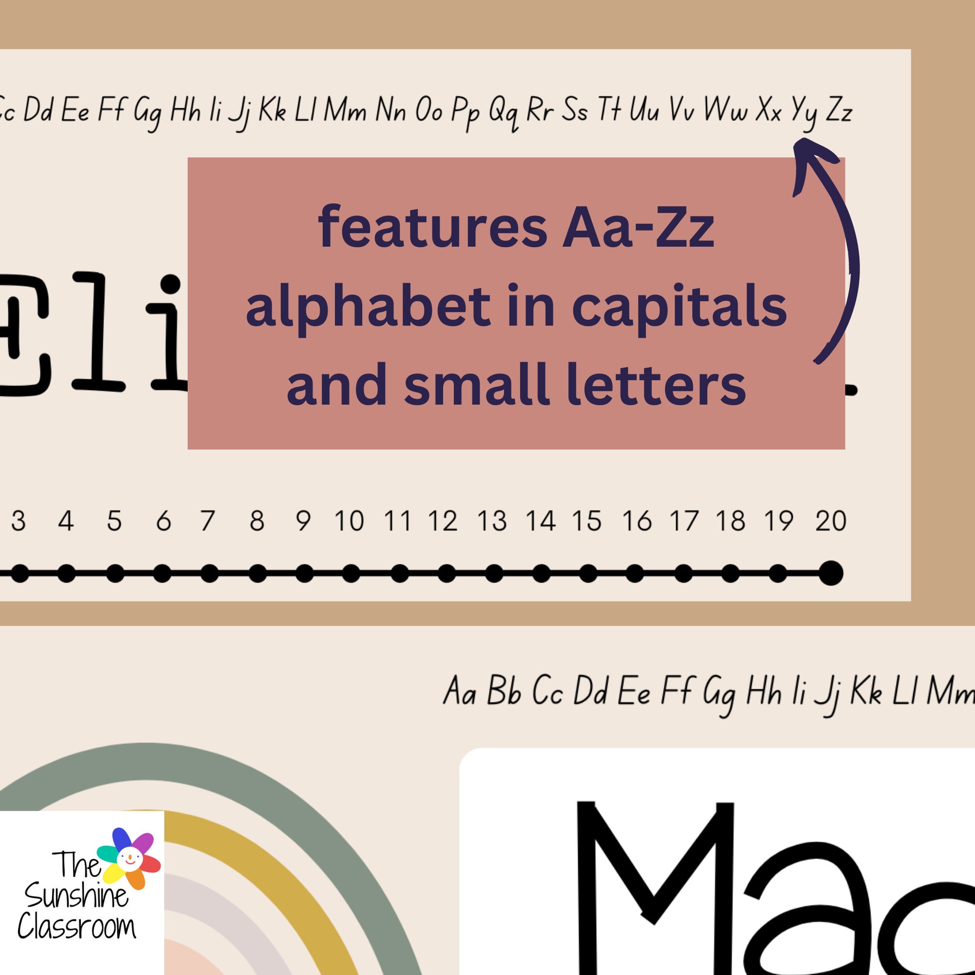 Earthy Boho Rainbow Student Desk Plates | Classroom Name | Decor ...