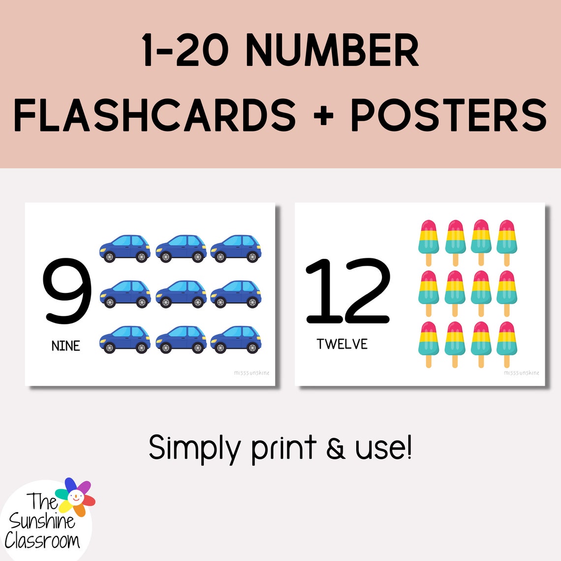 Number Flashcards, Counting Cards, Printable Number Flash Cards, Number ...