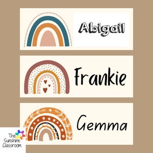 Earthy Boho Rainbow Student Desk Plates Classroom Name Decor Bright ...