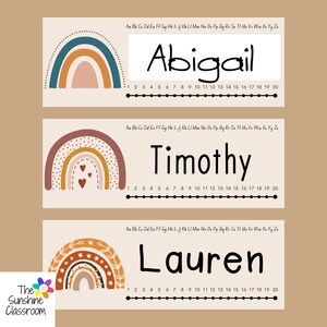 Earthy Boho Rainbow Student Desk Plates Classroom Name Decor Bright ...