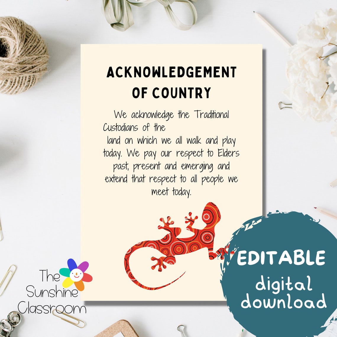 EDITABLE Earthy Boho Acknowledgement of Country First Nations ...