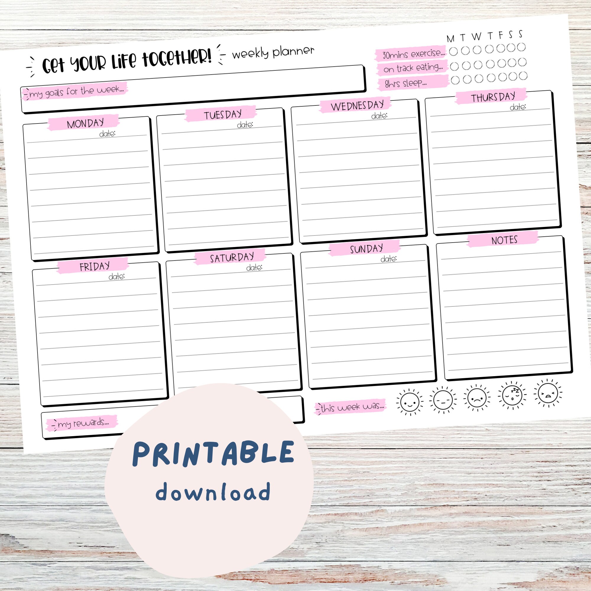 Weekly Planner | A4 Desk Planner Pad, Notepad, Desk Planner ...