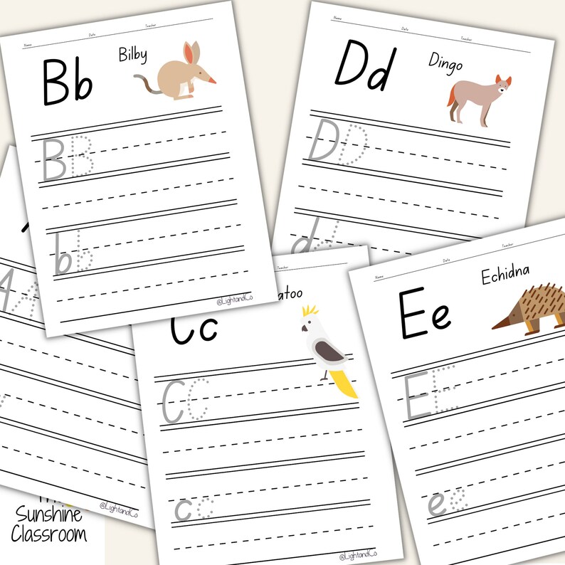 ABC Alphabet Learning Letter Australian Animals Forming Dough Mat ...