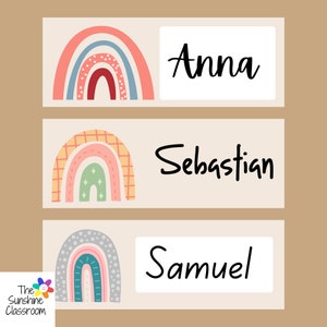 Earthy Boho Rainbow Student Desk Plates | Classroom Name | Decor ...