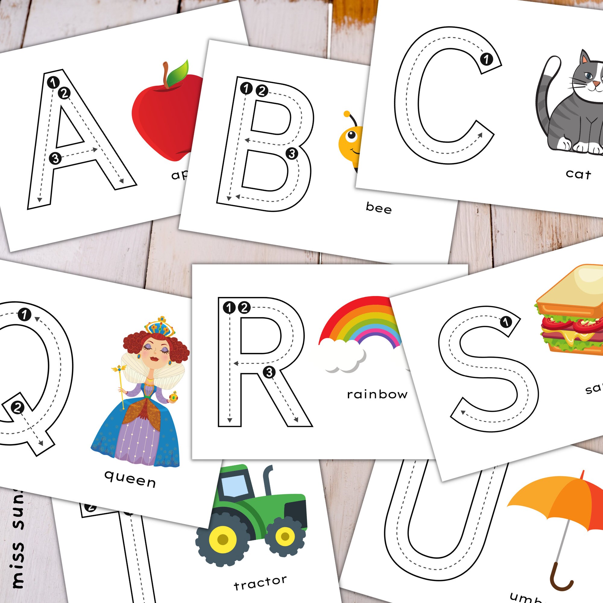 ABC Alphabet Tracing Letters Flashcards Learning Letter Formation Play ...