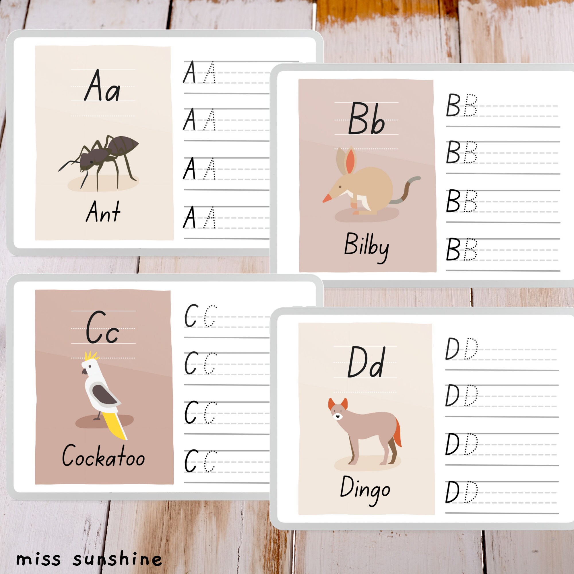 ABC Alphabet Tracing Letters Flashcards Learning Letter - Etsy