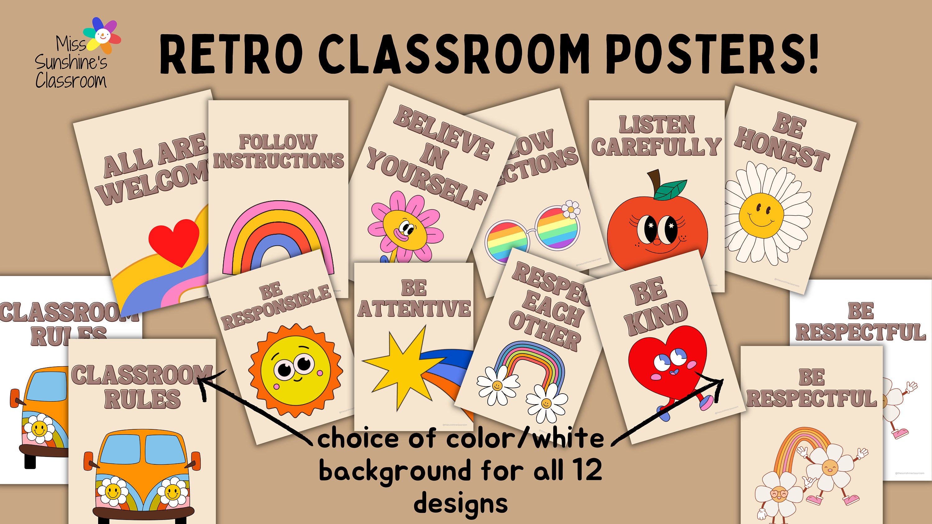 RETRO Classroom Rules Collection | Decor | Bulletin | Fun | Reminders ...
