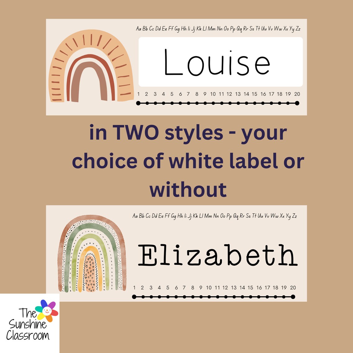 Earthy Boho Rainbow Student Desk Plates Classroom Name - Etsy