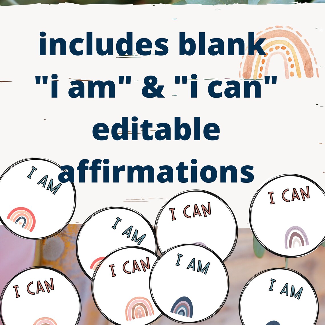 Boho Rainbow Character Traits Affirmation Station Editable Classroom ...