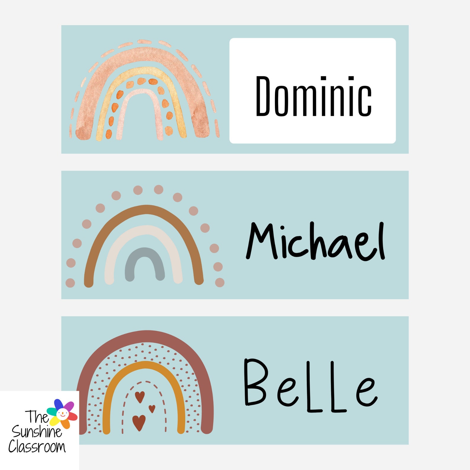 Earthy Boho Rainbow Student Desk Plates Classroom Name - Etsy