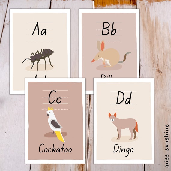 ABC Alphabet Flashcards Learning Letter Native Australian | Etsy