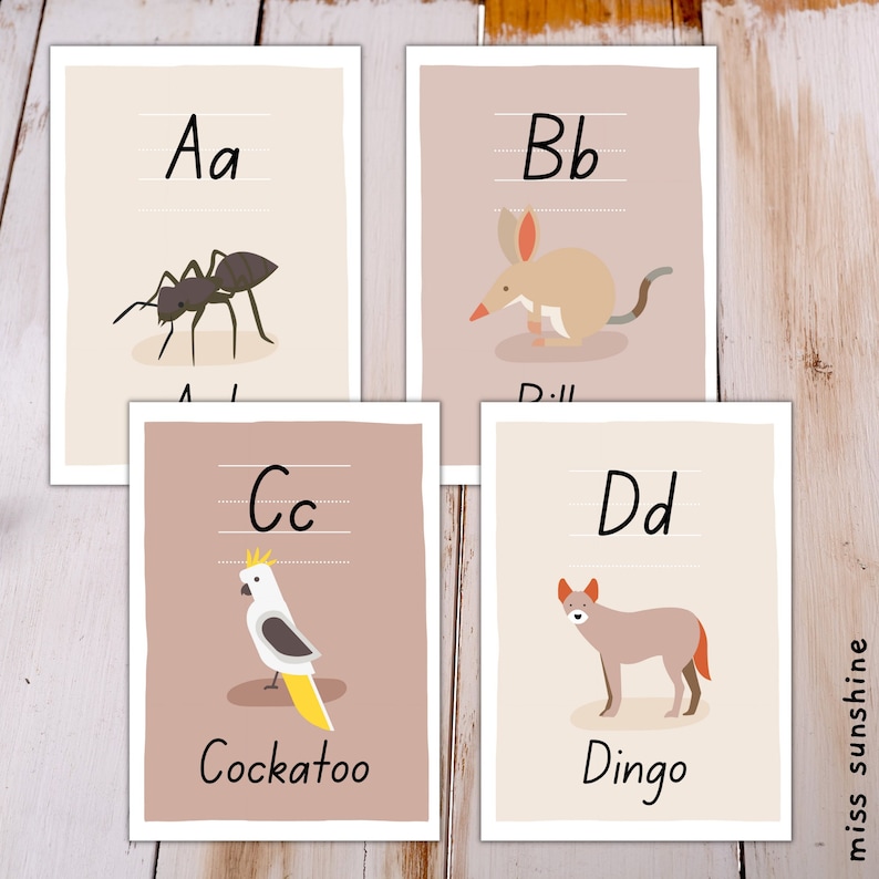ABC Alphabet Flashcards Learning Letter Native Australian Animals Play ...
