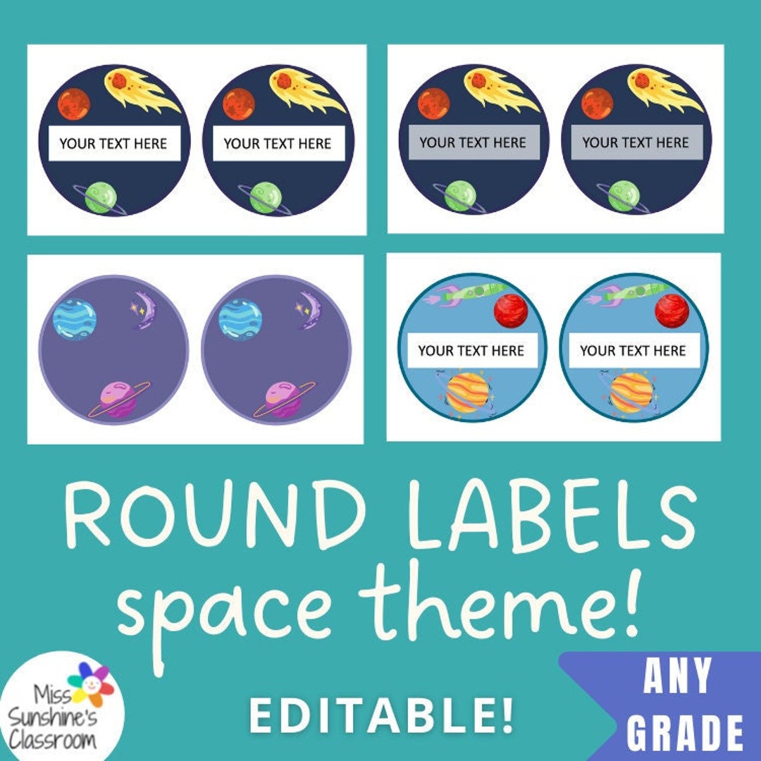 SPACE Round Name Plate Labels Tag Bulletin Board Visual Display Back to ...
