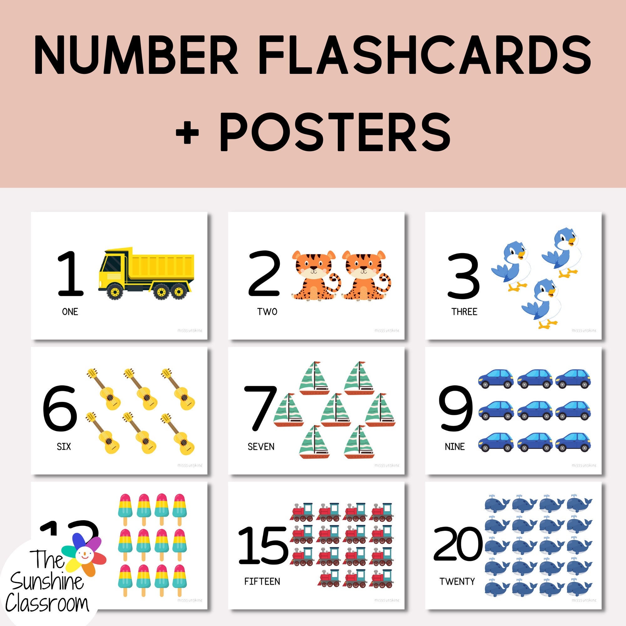 Number Flashcards, Counting Cards, Printable Number Flash Cards, Number ...