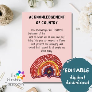 EDITABLE Earthy Boho Acknowledgement of Country First Nations ...