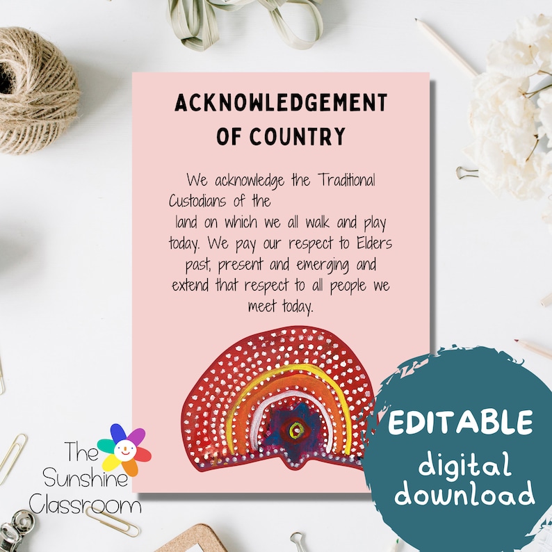 EDITABLE Earthy Boho Acknowledgement of Country First Nations ...