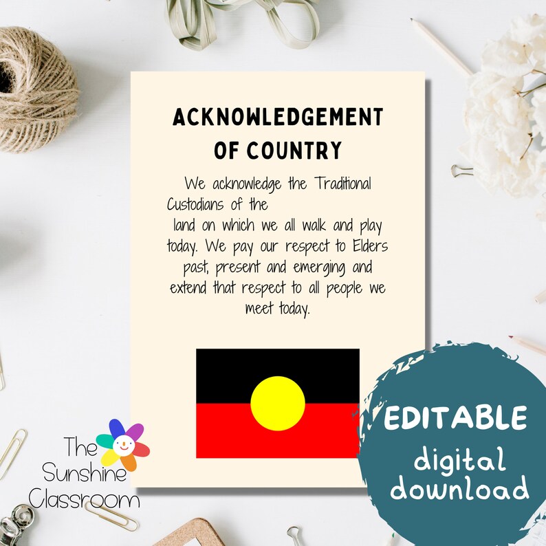 EDITABLE Earthy Boho Acknowledgement of Country First Nations ...