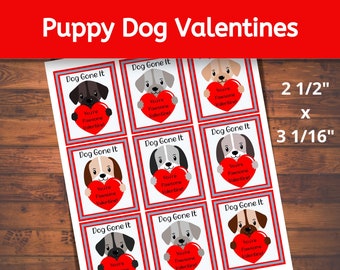 Classroom Valentine, Dog Valentine's Day Card, Printable Valentine's ...