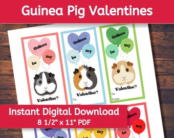 Guinea Pig Valentine Printable Cute Pet Hugger for Small Candy, Toy ...
