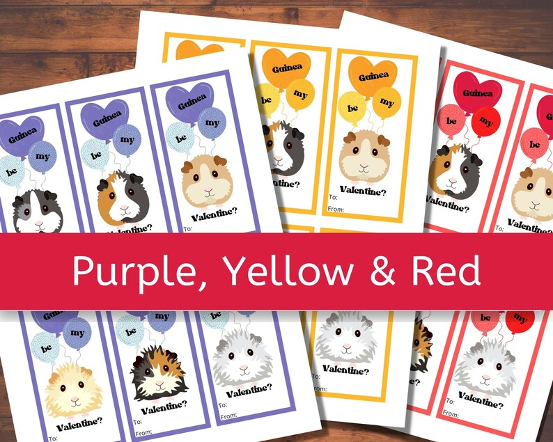 Cute Guinea Pig Valentines Printable, so Easy to Print at Home - Etsy