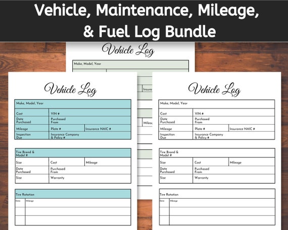 Printable Vehicle Log Including Maintenance Mileage & Fuel - Etsy