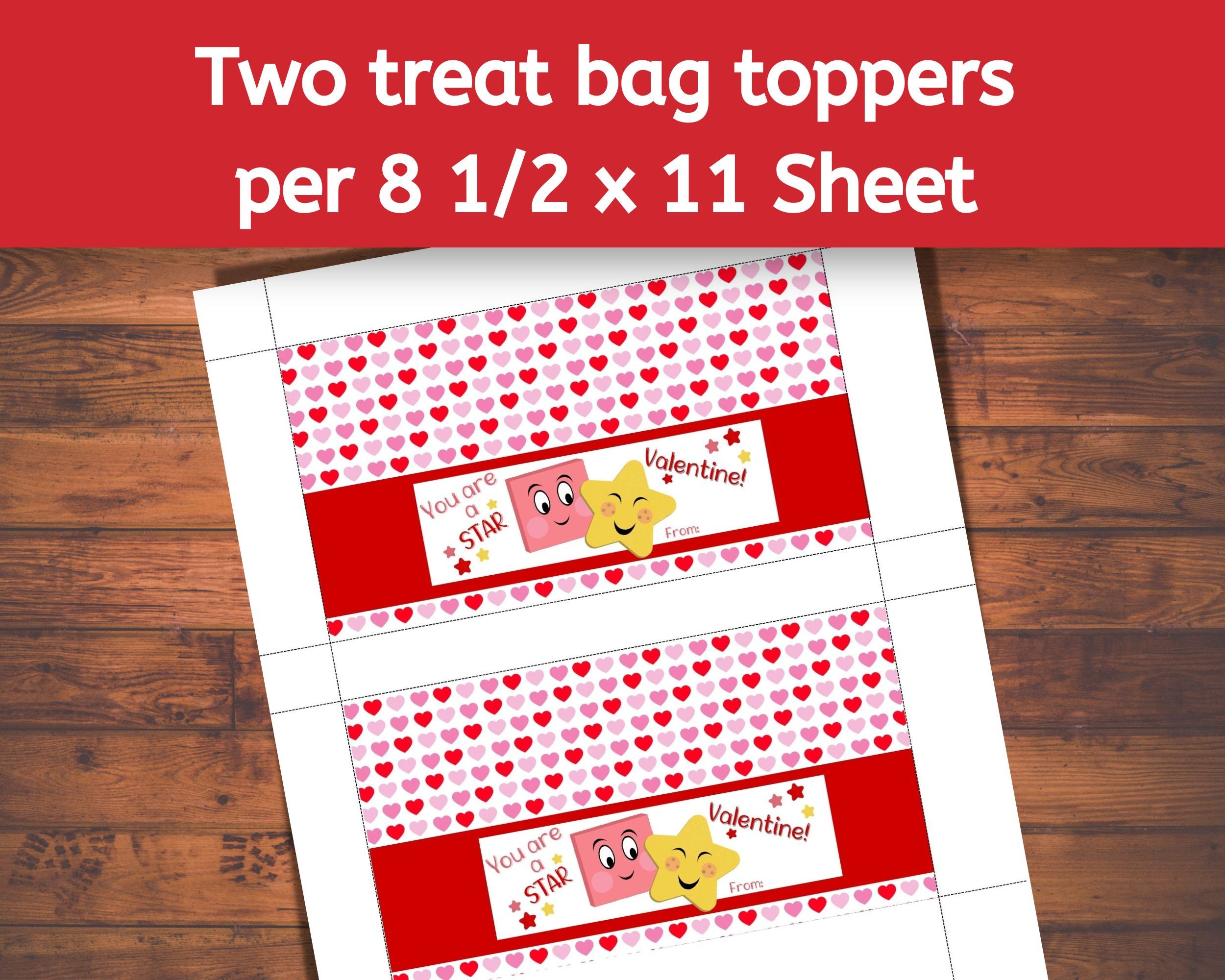 Printable Valentine Treat Bag Toppers - Etsy