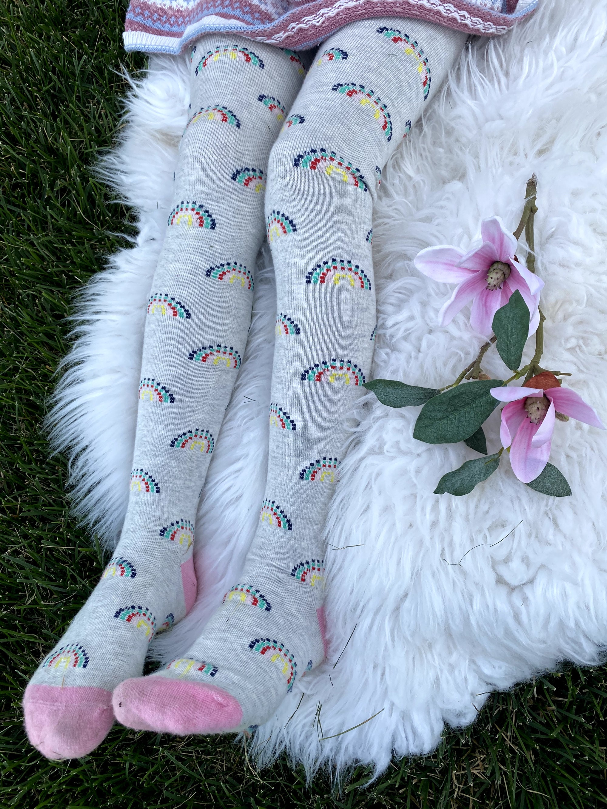 Cotton Kids Tights: Patterned Footed Leggings - Etsy