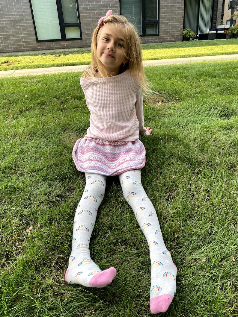 Girls Cotton Tights: Patterned Kids Leggings With Bows - Etsy