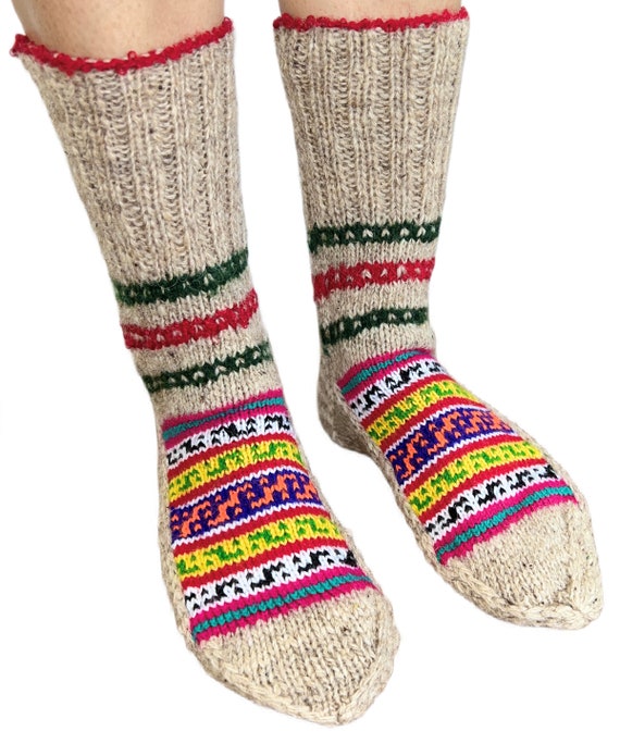 Anti Slip Slouch Socks Pure Sheep Wool Fuzzy Socks Warm Leg Warmers cute Socks Hand Knitted Winter Socks for Women Etsy