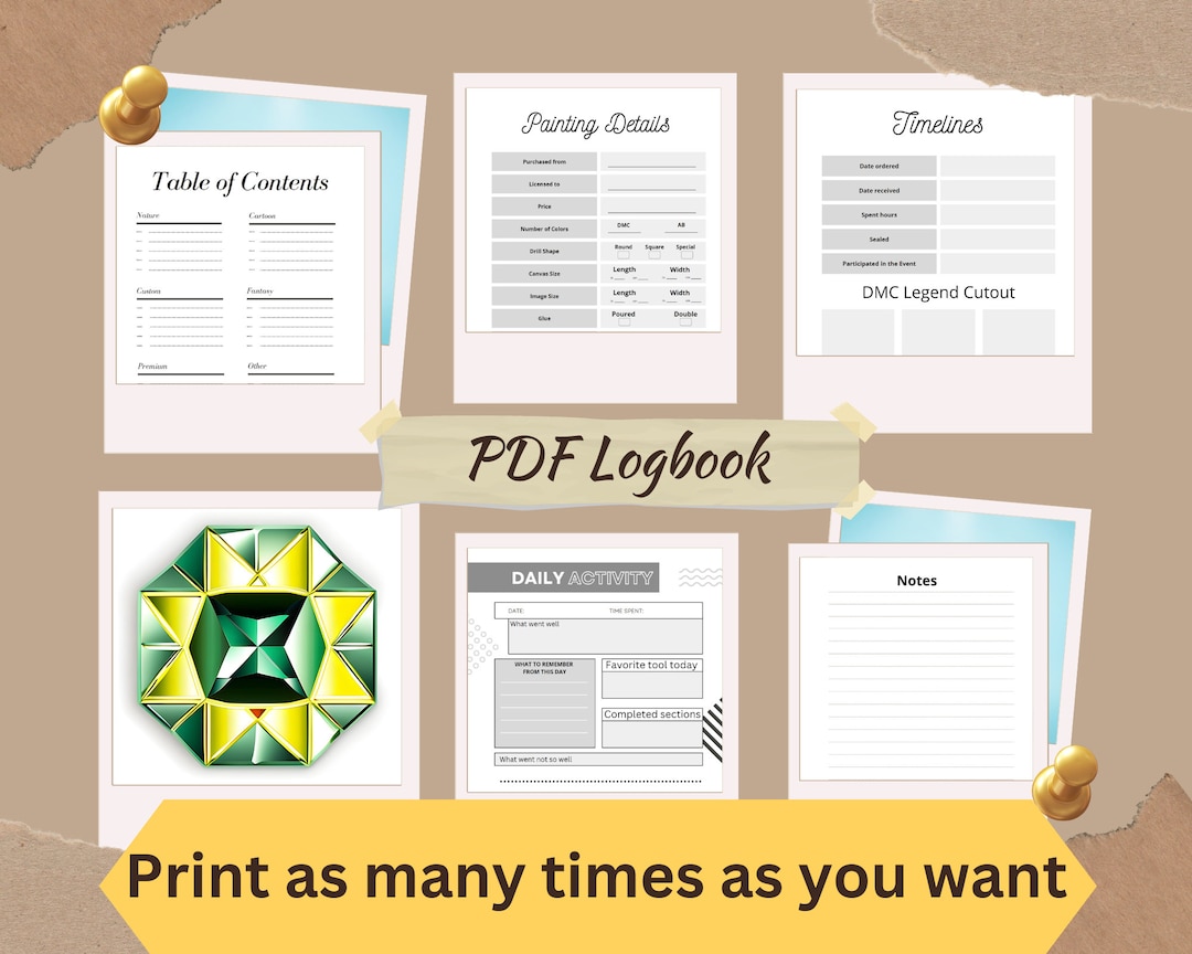DIY B&W Diamond Painting Logbook Digital Download - Track Your Progress ...