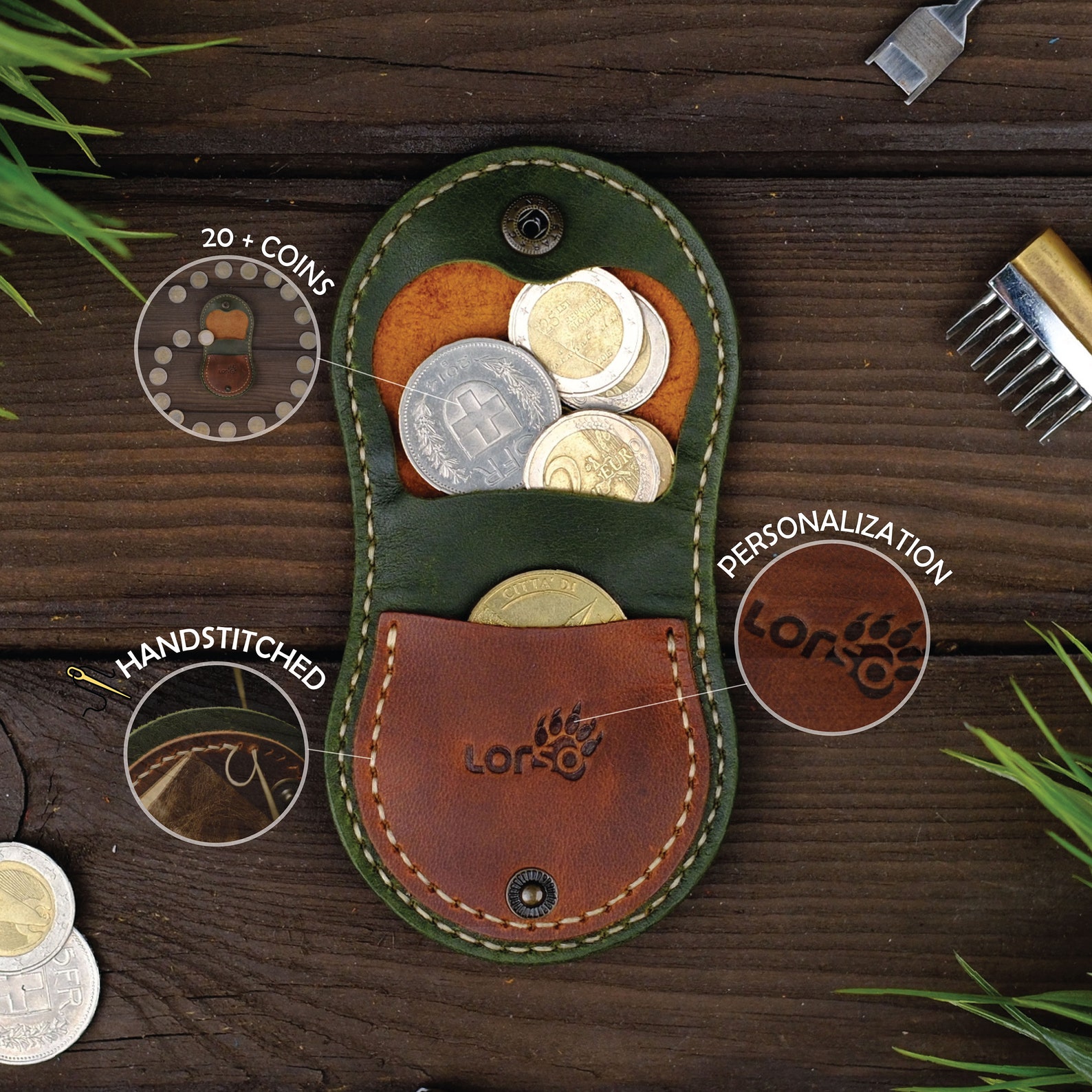 Handstitched Full Grain Leather Coin Pouch - Personalized Gift - Etsy
