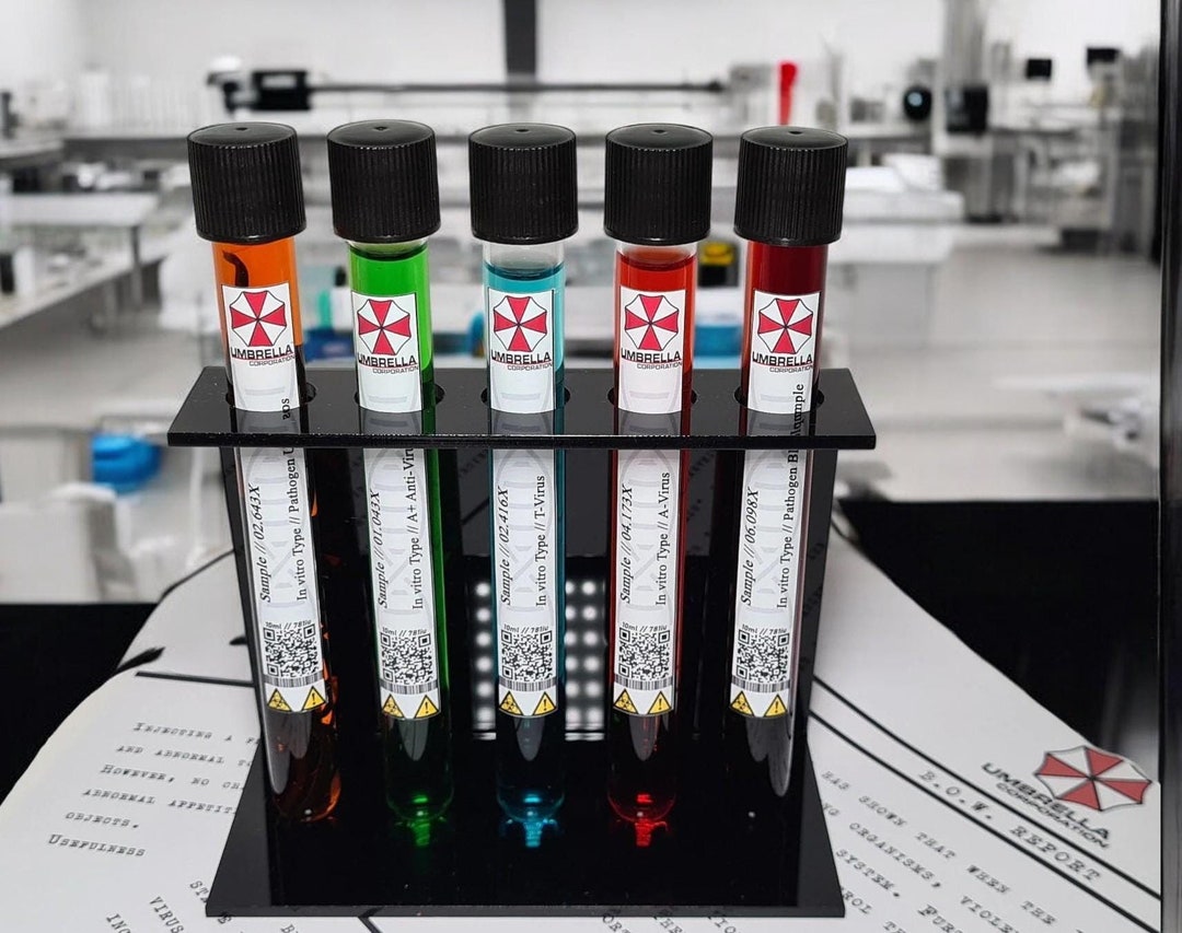 Resident Evil Test Tube (5 Test Tubes) Stand for Games Movie Prop ...