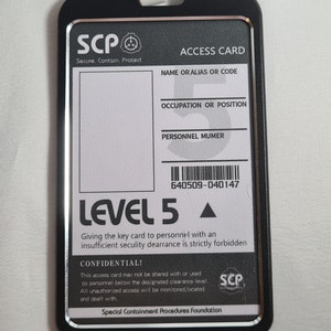 Cartes daccès SCP / Cartes didentité SCP Cosplay / Cartes en - Etsy France