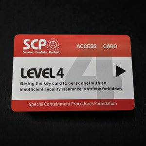 SCP Access Cards V2 / Cosplay ID Cards / Plastic Cards / Security Access / Identification Cards ...