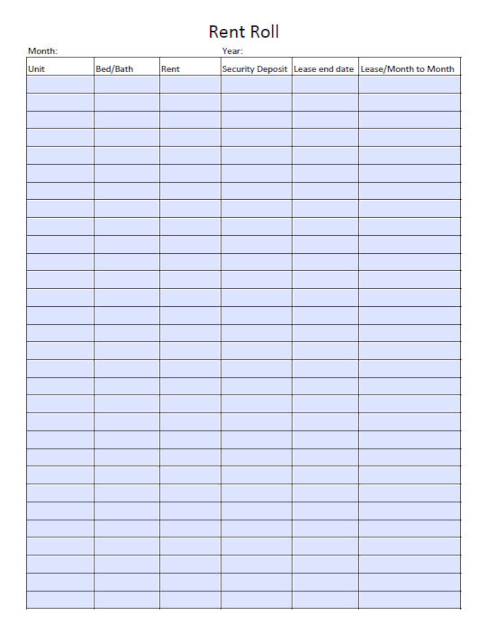 Editable Rent Roll | List of Tenants | Tenant Tracker | Real Estate ...