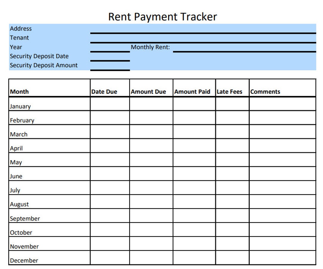 UPDATED | Now Editable | Rent Payment Tracker | Landlord Rent Payment ...